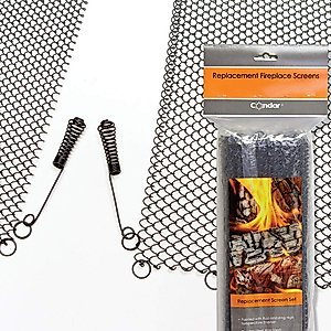 Enhance the Style of Your Fireplace with a Condar Mesh Screen. Fireplace Mesh Screen Curtain. 19" High. Includes 2 Panels, each 24" Wide.