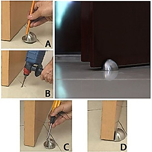 Sumnacon Floor Door Stopper, 10 Pcs Stainless Steel Door Stopper with Rubber Bumper-Contemporary Safety Floor Mounted Doorstop with Hardware Screws, Heavy Duty Home Commercial Floor Door Stop