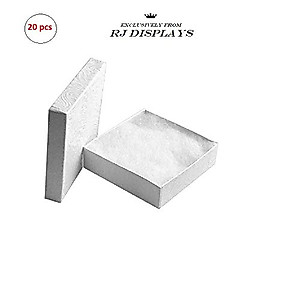RJ Displays-20 Pack Cotton Filled Swirl White Color Jewelry Gift and Retail Boxes 3 X 3 X 1 Inch Size