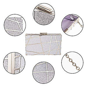 Tanpell Women Evening Bags Sparkling Handbag Metal Hollow Designer Wedding Party Clutch Purse Silver