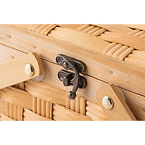 Vintiquewise Small Woodchip Picnic Basket with Cover and Folding Handles