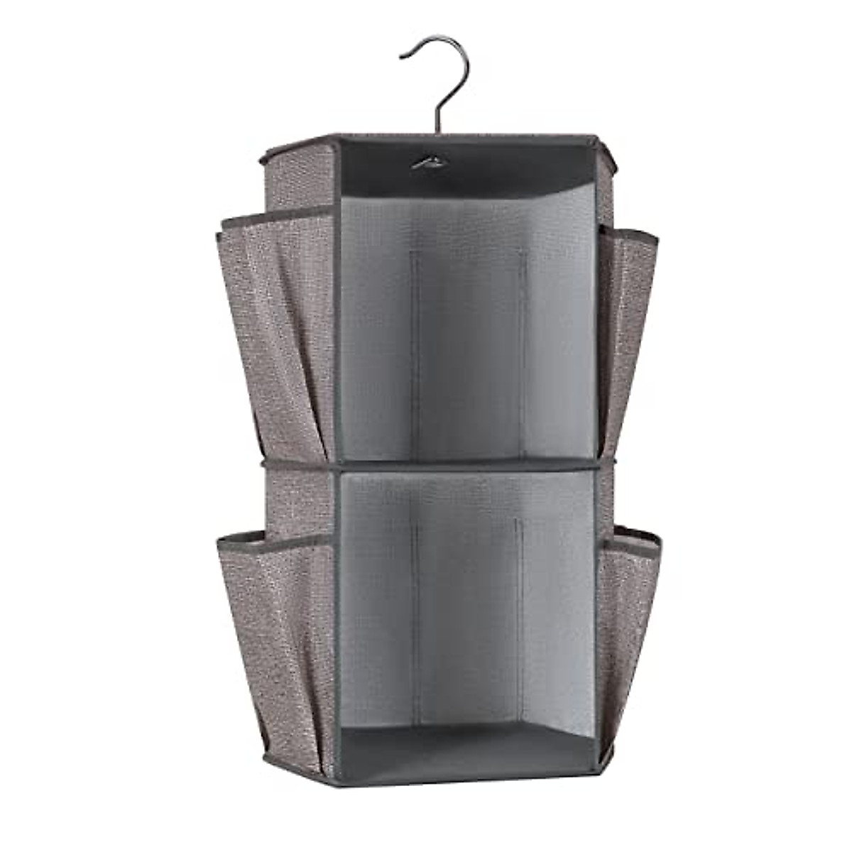 Libeder 2-Tier Rotating Closet Organizer, Hanging Closet Organizers and Storage with 12 Pockets, Closet Hanging Shelf Organizer, Shoe Organizer for Closet Small Space, Grey