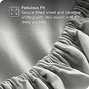 Bare Home Bed-in-A-Bag 5 Piece Comforter & Sheet Set - Twin XL - Goose Down Alternative - Ultra-Soft 1800 Premium Bedding Set (Twin XL, Grey/Light Grey)