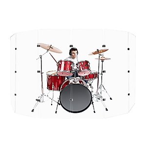 PENNZONI Drum Shield 6ft w/Chrome Hinges, Comes w/ 6 Drum Panels, & Chrome Hinges, Premium Clear Acrylic Panels, Drum Screen