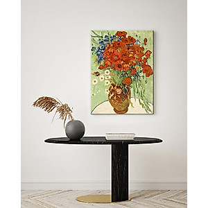 Wieco Art Red Poppies and Daisies Large Canvas Prints Wall Art of Van Gogh Famous Artwork Floral Oil Paintings Reproduction Abstract HD Classical Flowers Pictures for Living Room Home Decor