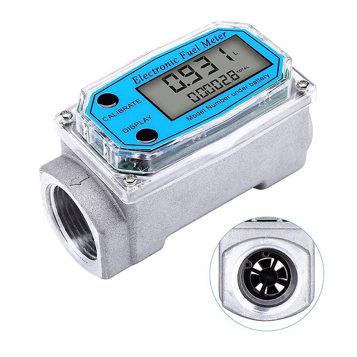 Digital Turbine Flow Meter,1″ Digital LCD Display with NPT Counter Gas Oil Fuel Flowmeter,Pump Flow Meter,Diesel Fuel Flow Meter for Measure Diesel, Kerosene, Gasoline