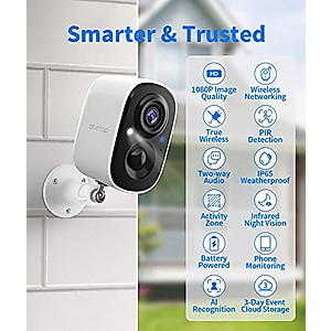 Outdoor Security Camera, Wireless Outdoor Camera with Color Night Vision, AI & PIR Motion Detection, Battery Powered Security Camera Wireless Outdoor, 1080P HD Security Camera, 2-Way Audio, SD/Cloud