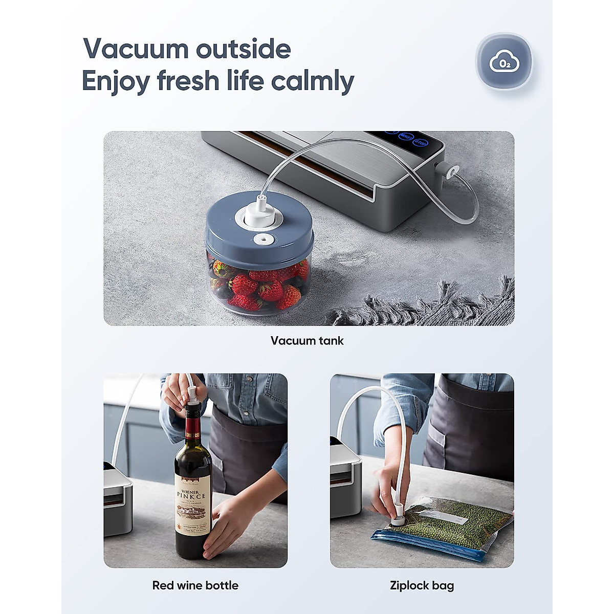 Vacuum Sealer Machine, Full Automatic Food Sealer (95Kpa), vacuum sealers bags for food Air Sealing System for Food Sealer Dry, Moist Food Preservation Modes, Lab Tested, LED Indicator Lights