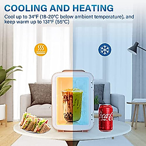 Simple Deluxe Mini Fridge, 4L/6 Can Portable Cooler & Warmer Freon-Free Small Refrigerator Provide Compact Storage for Skincare, Beverage, Food, Cosmetics, Pink New