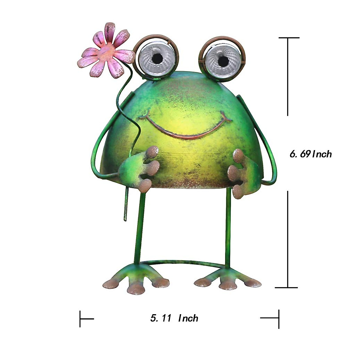 Solar Animal Lights, Metal Garden Art Frog Statue for Patio Garden Lawn Yard Flowerbed Decor