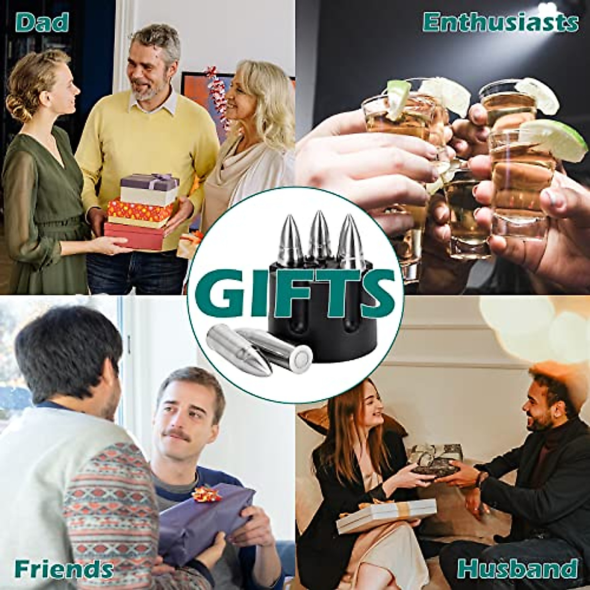 Whiskey Stones, for Men Him Husband Father Dad Boyfriend Guys,Birthday Gift Ideas, Gadgets for Men Brother Him,Whiskey Gifts for Men,Cool Stuff, Stocking Stuffers for Men Adults