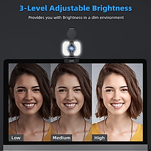Trsunow Webcam with Microphone 1080P HD Web Camera Autofocus Streaming Camera with Privacy Cover Adjustable Fill Light, Plug and Play Webcam Gaming Camera for YouTube, Skype,Facebook,Zoom