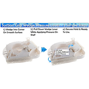 5 STAR SUPER DEALS Shower Corner Caddy Rotating Shelf - Tension Suction Cup Wedge Mount - Shower & Bathroom Storage Organizer- w/Drainage Holes & Hanging Hooks