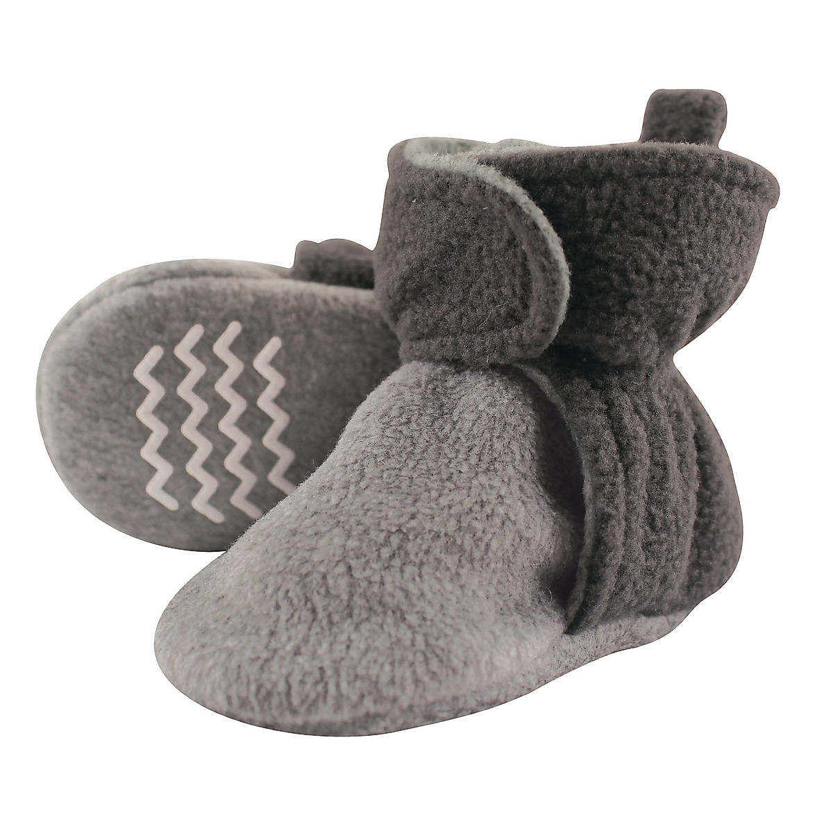 Hudson Baby Unisex-Baby Cozy Fleece Booties Slipper Sock, Charcoal Heather Gray, 12-18 Months