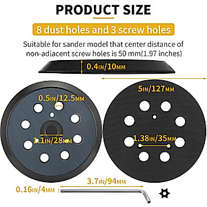 2 Pack 5 Inch 8 Hole Orbital Sander Replacement Pad for Porter Cable 343 343k 343VSK 390 390K 382 Random Orbit Sanders - Hook and Loop Sanding Pad Parts