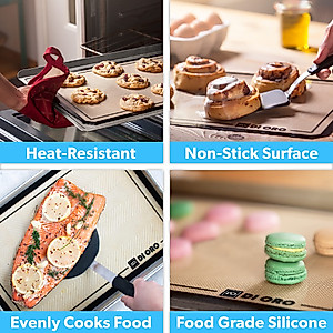 DI ORO Silicone Mats for Baking - Baking Mats Silicone for Baking Sheets - 480°F Heat-Resistant Nonstick Silicone Cooking Mats & Oven Liners - 16 1/2" × 11 5/8" - BPA Free Kitchen Cookie Sheets (2pc)