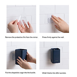 Kitchen Utensil Holder for Countertop,Multifunctional Draining Chopstick Cage,Double Ventilation Holes,Wall Mounted or Standing Cutlery Storage Organizer Caddy,Tableware Spoon Forks Storage Box,Navy