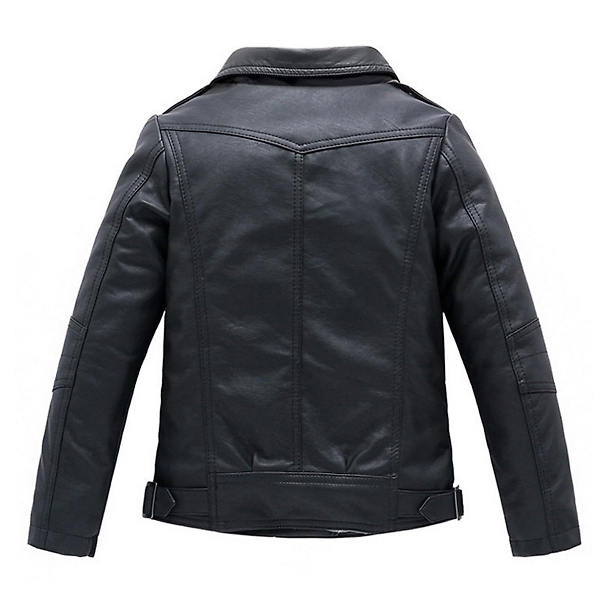 LOKTARC Boys Girls Spring Moto Faux Leather Jackets with Oblique Zipper Black 10-11 Years/Size 140