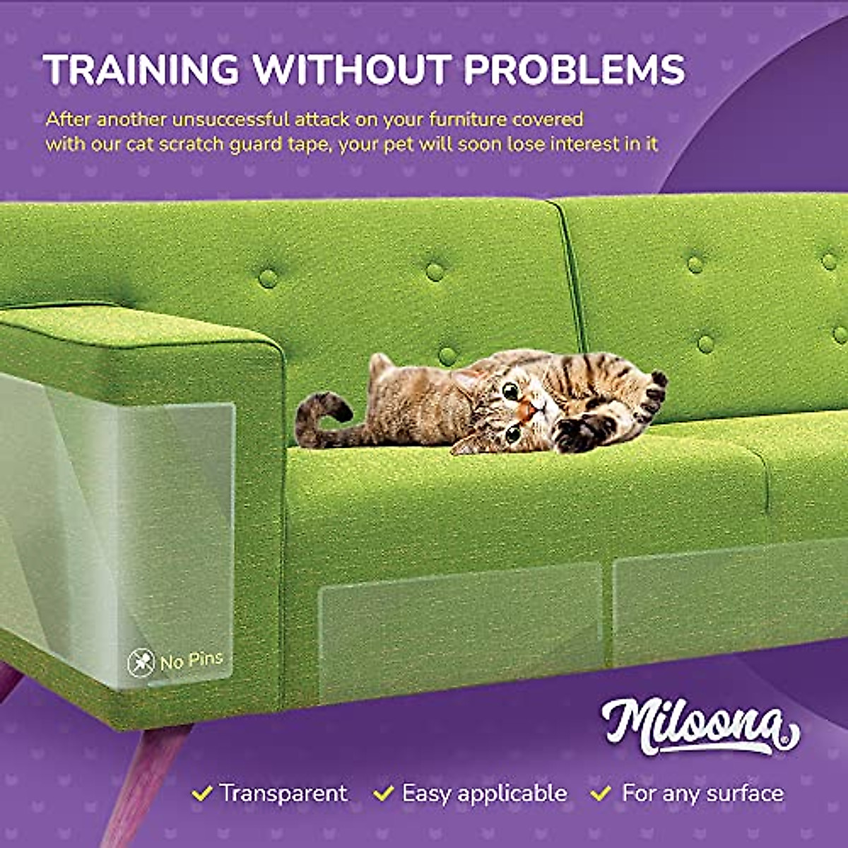 Miloona Anti Cat Scratch Furniture Protector 4 Sheets- Couch Covers for Cats- Cat Scratch Deterrent for Furniture- Couch Scratch Protector from Cats- Anti Scratch Furniture Protector