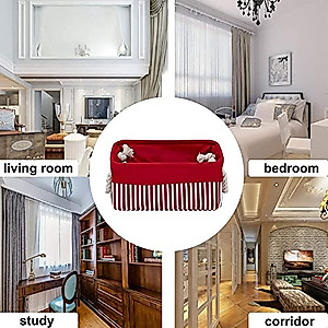 2 Pack Closet Canvas Fabric Storage Basket Storage Bins Organizing Baskets for Shelves, Closets, Laundry, Nursery, Decorative Baskets for Gifts Empty