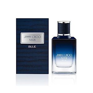 JIMMY CHOO Man Blue Eau de Toilette - Long Lasting Fragrance with notes of Black Pepper, Cypress & Vanilla Bean - Leathery & Woody - 1.0 fl. oz.