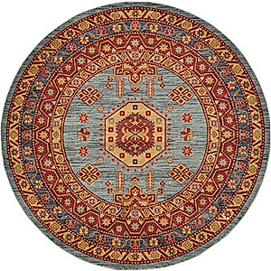 Unique Loom Sahand Collection Area Rug - Shapur (8' Round, Light Blue/ Light Brown)