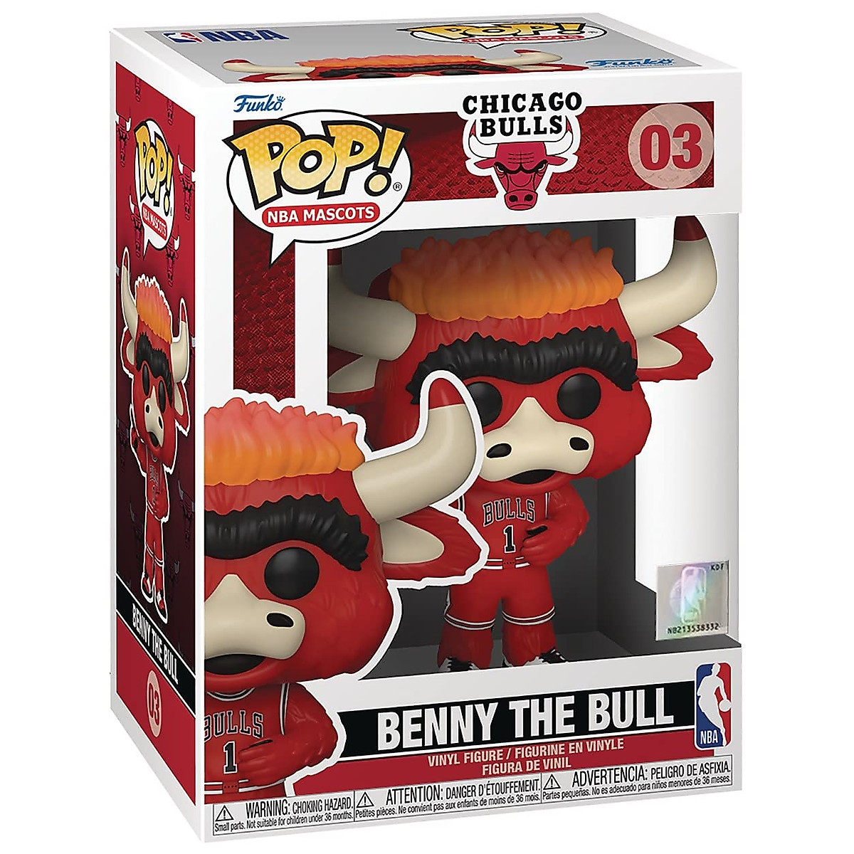 POP NBA Mascots: Chicago - Benny The Bull Funko Pop! Vinyl Figure (Bundled with Compatible Pop Box Protector Case), Multicolored, 3.75 inches