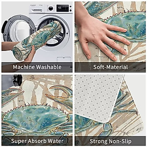 Kitchen Rugs Sets 3 Piece Floor Mats Sea Underwater Submarine Crab Durable Doormat Nautical Ocean Animal Area Rug Washable Runner Carpet Set Non Slip Fantastic Crab Design Kitchen Rugs and Mats