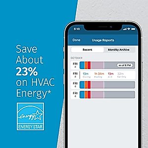 Sensi Touch Smart Thermostat by Emerson with Touchscreen Color Display, Programmable, Wi-Fi, Mobile App, Easy DIY, Data Privacy, Works with Alexa, Energy Star Certified, ST75 - Black, C-Wire Required