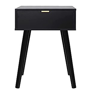 Cloud Space Mid Century Modern Nightstand, Black End Table with a Storage Drawer, Versatile Wood Side Table for Bedroom, Living Room, Lounge, Stable and Sturdy Design