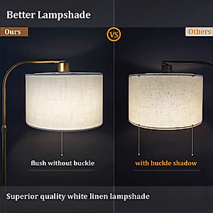 FINNCHY Gold Floor Lamp with Remote Control, Adjustable Height Arc Floor Lamps for Living Room, Modern Gold Standing Lamp Boho Floor Lamp for Bedroom, Smart Dimmable Floor Lamp with 9W LED Bulb