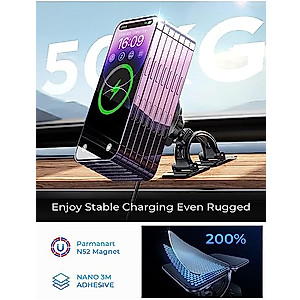 LISEN for Magsafe Car Mount Charger Wireless 15W Car Charger for iPhone [Powerful Magnets] Magnetic Car Phone Holder Mount Wireless Fast Charging for Magsafe Charger Fits iPhone 14 13 12 Magsafe Case