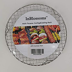 InBlossoms Versatile Round 304 Stainless Steel Cooling Rack Baking,Heat Resistant Rust Proof Sturdy Durable Dia 9.8"