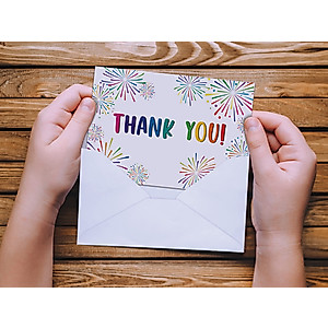 Better Office Products 50 Pack Kids Fill in the Blank Thank You Cards with Envelopes, for Boys and Girls, 4.25 x 6 Inch, Double Sided Design, Fun Characters to Circle