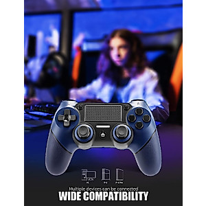 TJPD Wireless Controller for PS4, Wireless Remote Gamepad with 2 Programmable Back Buttons/Turbo/Dual Vibration/Touch Pad/Six-axis Motion (Blue) (Blue)