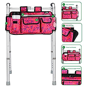 supregear Walker Bag, Walker Basket for Folding Walker for Seniors with Multiple Pockets and Zippered Compartment, Water Resistant Walker Attachment Storage Bag