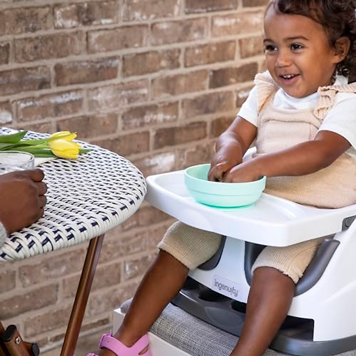 Ingenuity Baby Base 2-in-1 Booster Feeding and Floor Seat with Self-Storing Tray - Slate