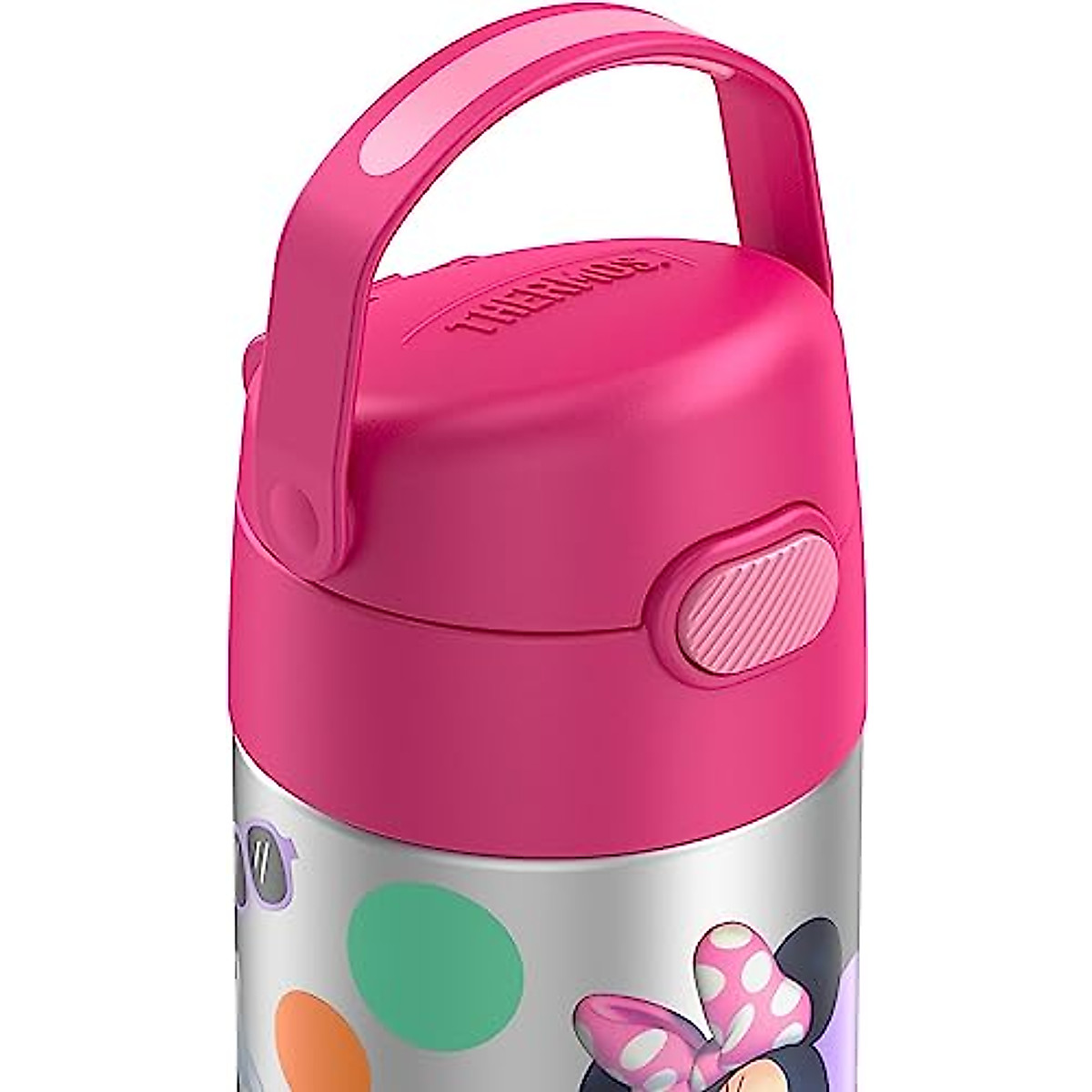 THERMOS FUNTAINER 12 Ounce Stainless Steel Vacuum Insulated Kids Straw Bottle, Minnie Mouse