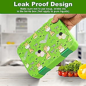 AOHEA Bento Lunch Box for Kids: BPA Free Kids Bento Box Toddler Lunch Box for Daycare or School (Green)