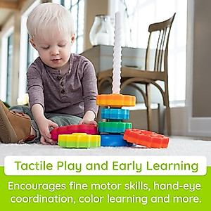 Fat Brain Toys SpinAgain, Baby Stacking Toys for Toddlers, Building Baby Toys for Ages 1+, Spinning Toddler Toys