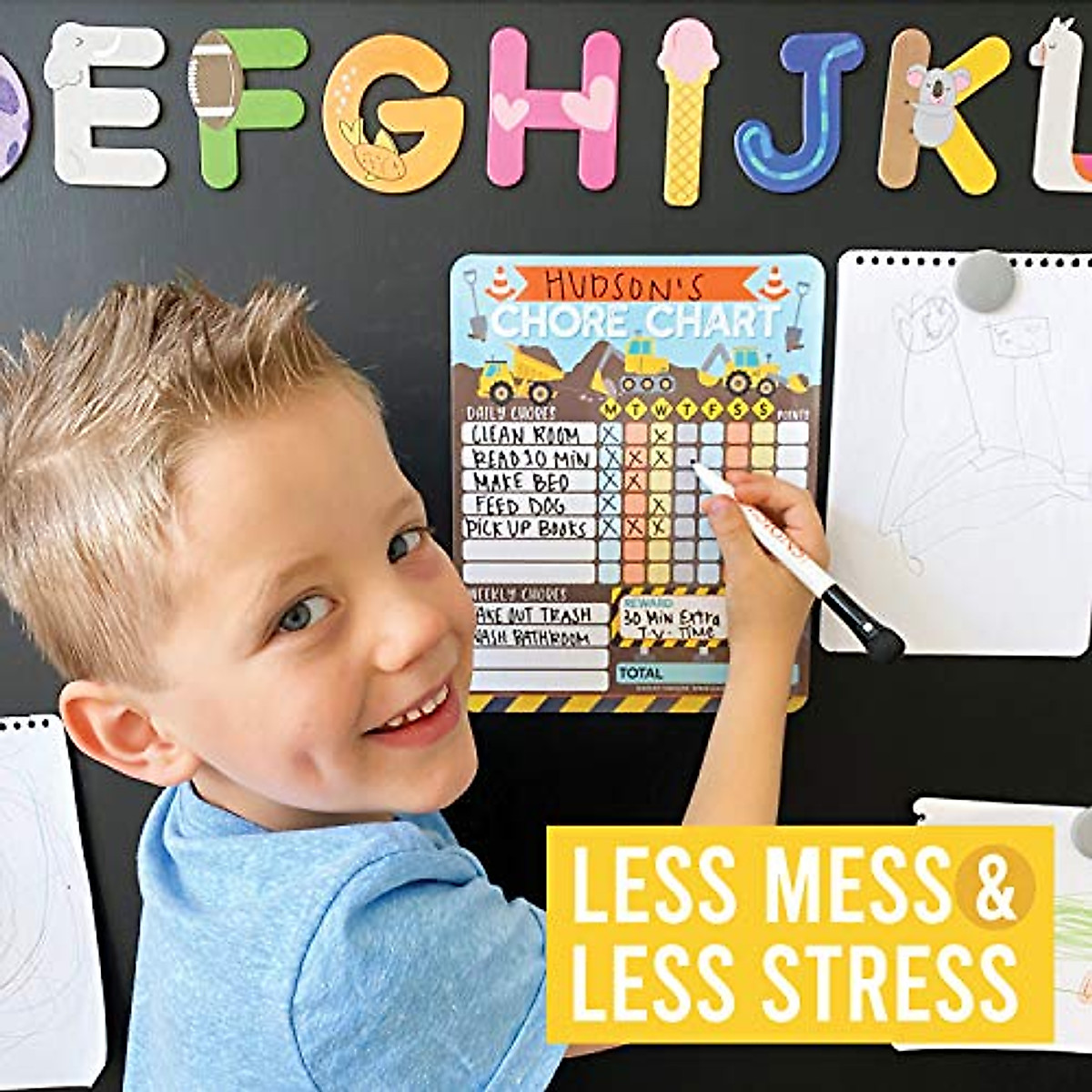 Construction Kids Chore Chart Magnetic, Reward Chart for Kids, Good Behavior Chart for Kids at Home, My Responsibility Chart for Kid, Magnetic Reward Chart for kids Behavior, Chore Chart for One Child