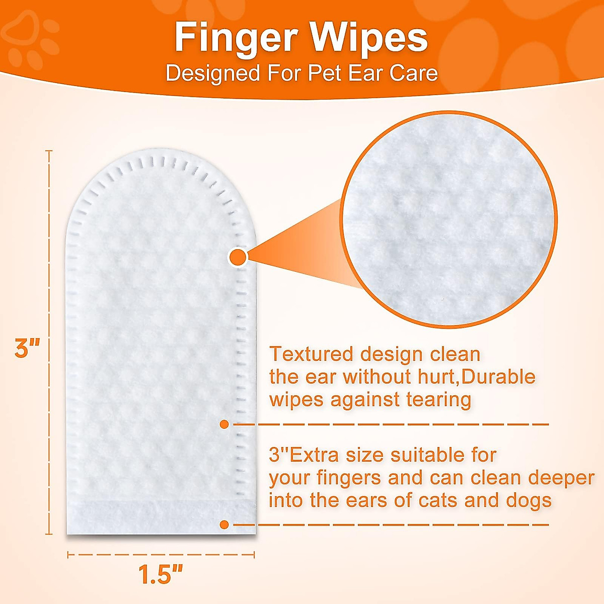 50Pcs Dog Ear Wipes Finger, Dog Ear Cleaner Wipes for Dogs and Cats, Pet Ear Wipes, Soft & Easy Otic Cleaning Pads, Remove Wax, Dirt & Stop Smelly, Itchy, Non-Irritating, All Natural Ingredients