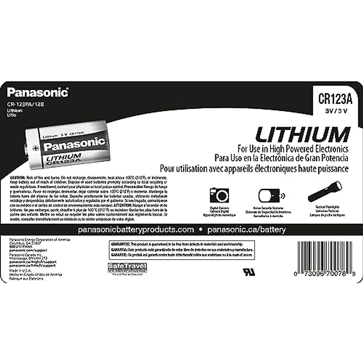 Panasonic Energy Corporation CR-123PA/12B CR123A Lithium Batteries, Pack of 12