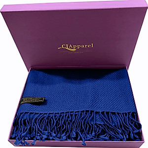 CJ Apparel Royal Blue 100% Cashmere Shawl Pashmina Scarf Wrap Stole Head Wrap Face Cover Hand Made in Nepal NEW