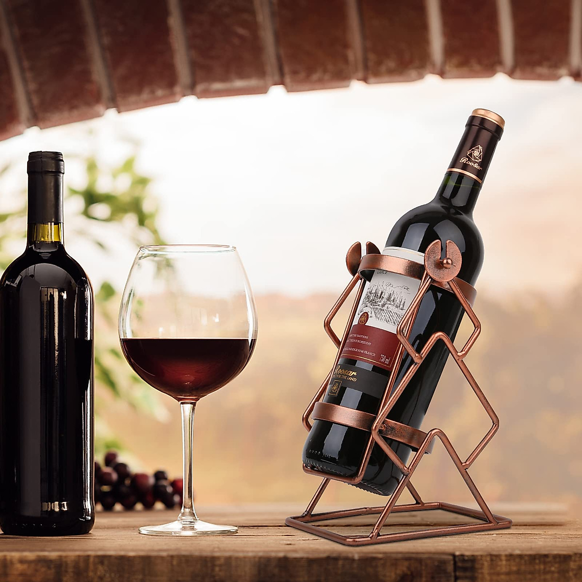 LEYON Freestanding Tabletop Wine Bottle Holder, Countertop Wine Holder Decor for Home Kitchen(1 Bottle)