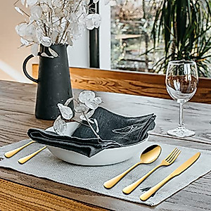 60-Piece Gold Silverware Set, Stainless Steel Flatware Cutlery Set Service for 12, Gold Utensils Tableware Cutlery Set for Home Restaurant, Mirror Finish, Dishwasher Safe (Gold)