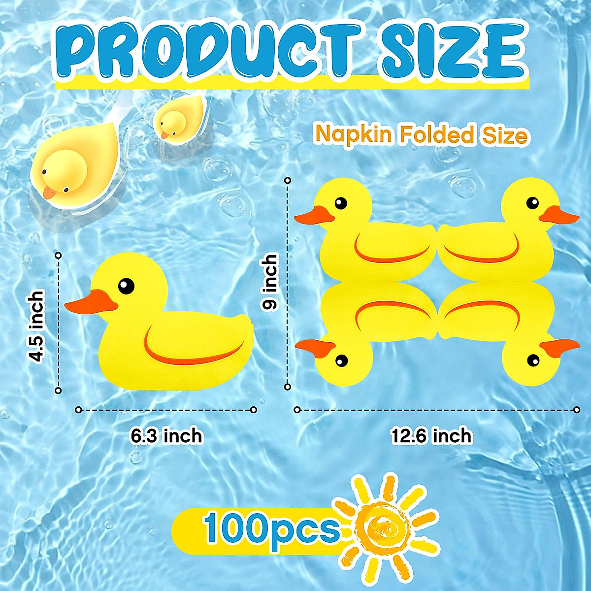 Henoyso 100 Pcs Rubber Duck Paper Napkins Duck Napkins Cute Party Napkins Rubber Duck Party Supplies for Birthday Baby Shower Dinner Picnic Summer Parties Table Decorations Favors