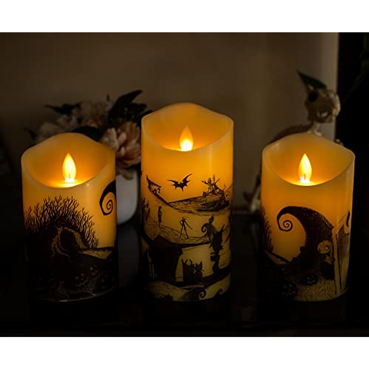 Disney Nightmare Before Christmas LED Flickering Flameless Candles | Set of 3