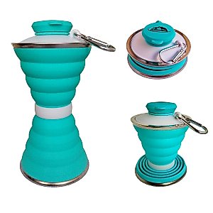 Collapsible water bottles for travel 500 ml, Foldable sports water bottles, small silicone reusable portable water bottle 17 Oz, collapsible water cups for sports hiking running, BPA Free, green