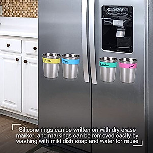 SOPHICO Magnetic Hanging Cups for Toddlers Kids and Adults, Hanging Cup on Fridge or Water Coolers, for Independent Drinkers (Mix, Stainless Steel)